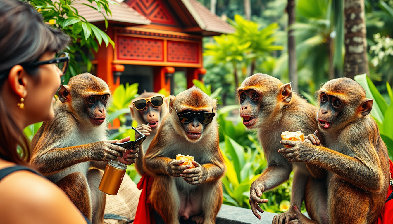 Bali's Monkey Mafia: Tourists Targeted by Thieving Macaques Holding ...